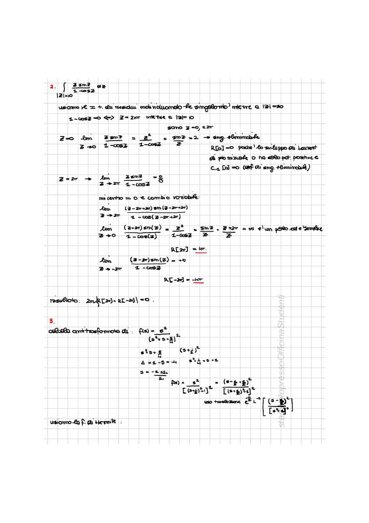 Metodi Matematici Per L'ingegneria Esercizi - Officina Studenti